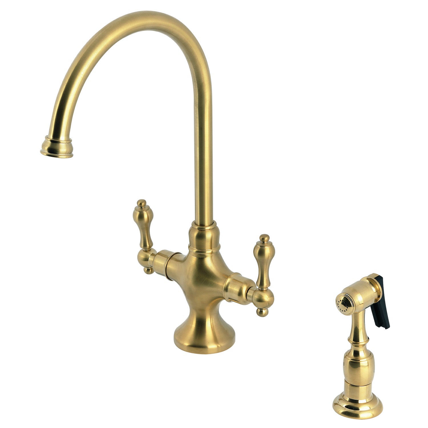 Kingston Brass Vintage KS1767ALBS Two-Handle 2-Hole Kitchen Faucet with ...