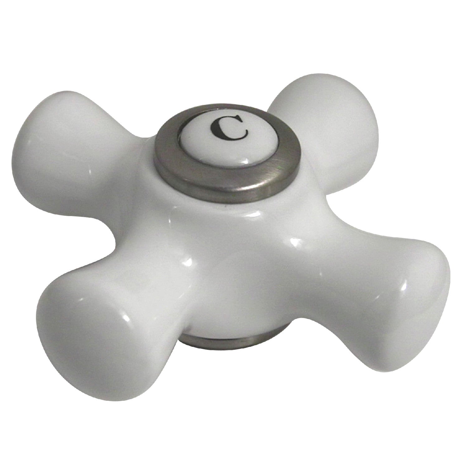 KINGSTON Brass CCCX8CSC Porcelain Cross Handle (Cold Side), Brushed Nickel