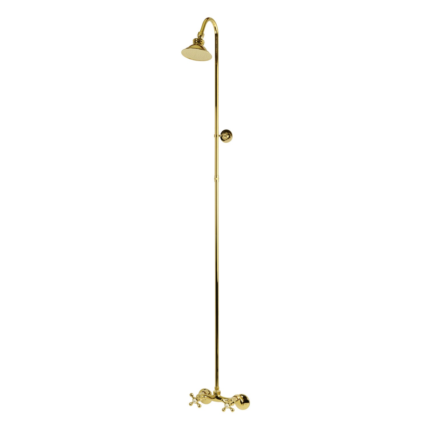 KINGSTON Brass Vintage CCK2132 Wall Mount Shower Combo, Polished Brass