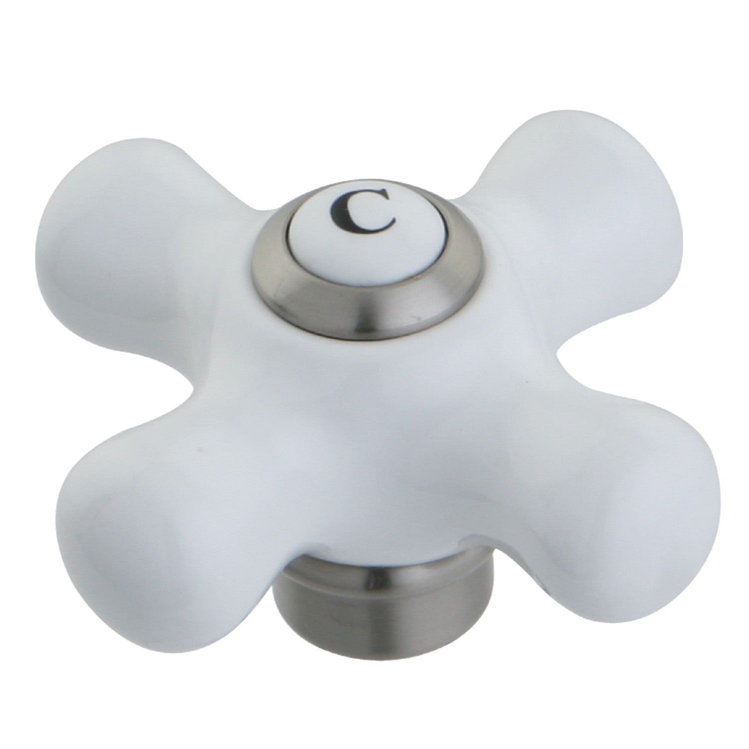 Kingston Brass KSH948CXC Porcelain Cross Handle (Cold Side), Brushed Nickel